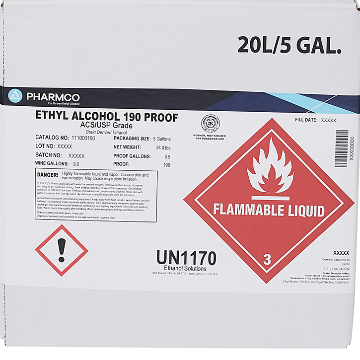 Ethanol 190 Proof 5 Gal Cube