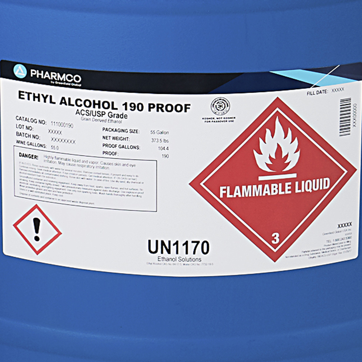 Ethanol 190 Proof 55 Gal Poly Drum