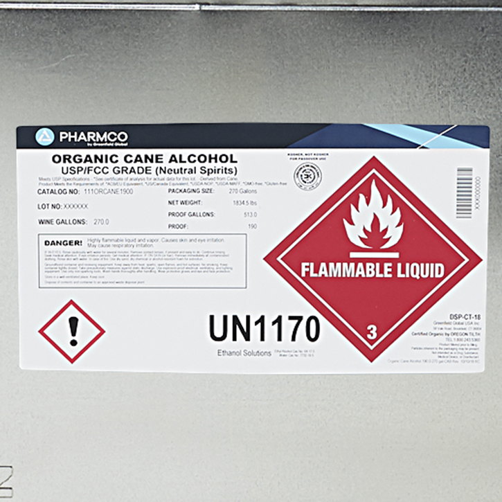 Organic Cane 190 Proof 270 Gal Tote