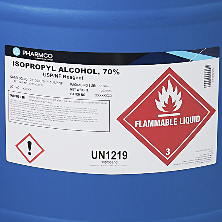 IPA 70% USP/NF 55 Gal Poly Drum